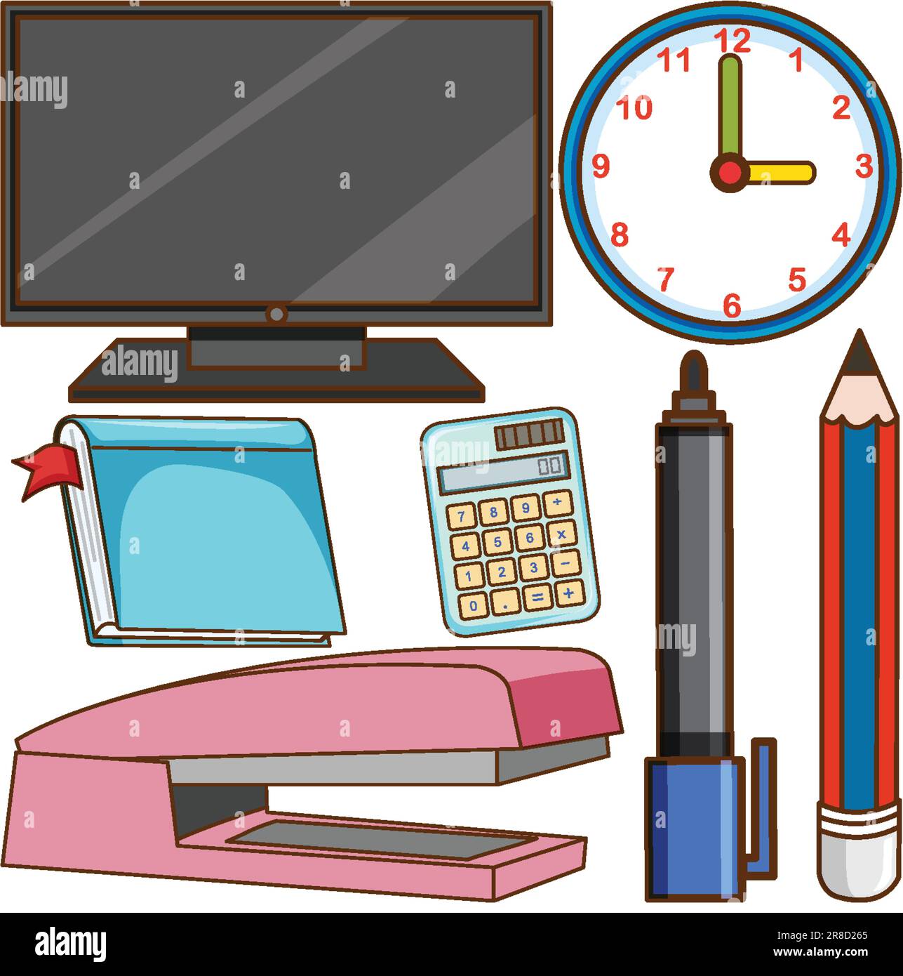 Set of stationery simple cartoon illustration Stock Vector Image & Art ...