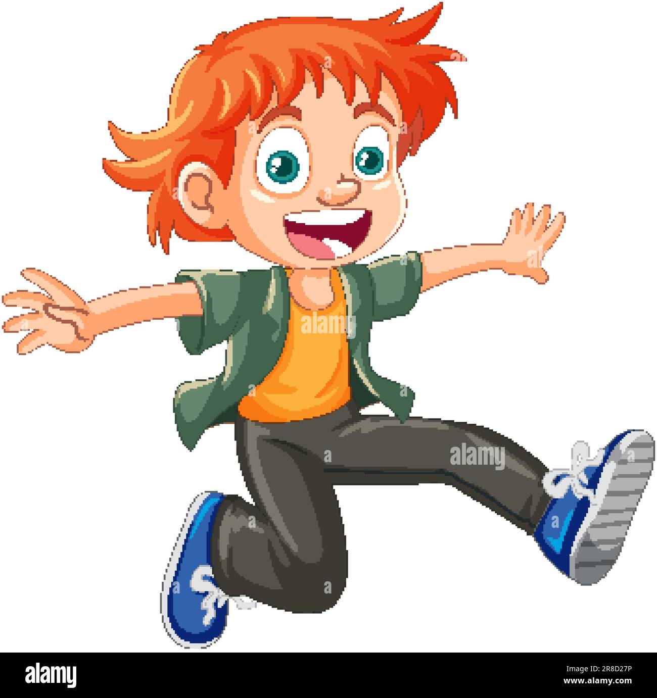 Urban boy jumping cartoon character illustration Stock Vector Image ...