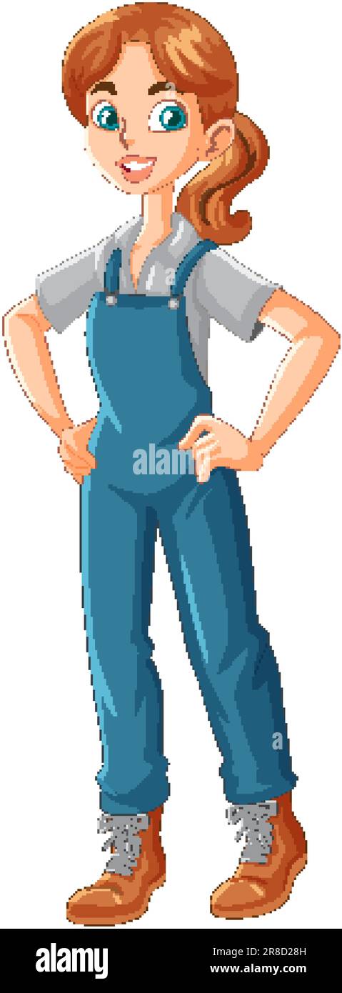 Young female farmer cartoon character illustration Stock Vector Image ...