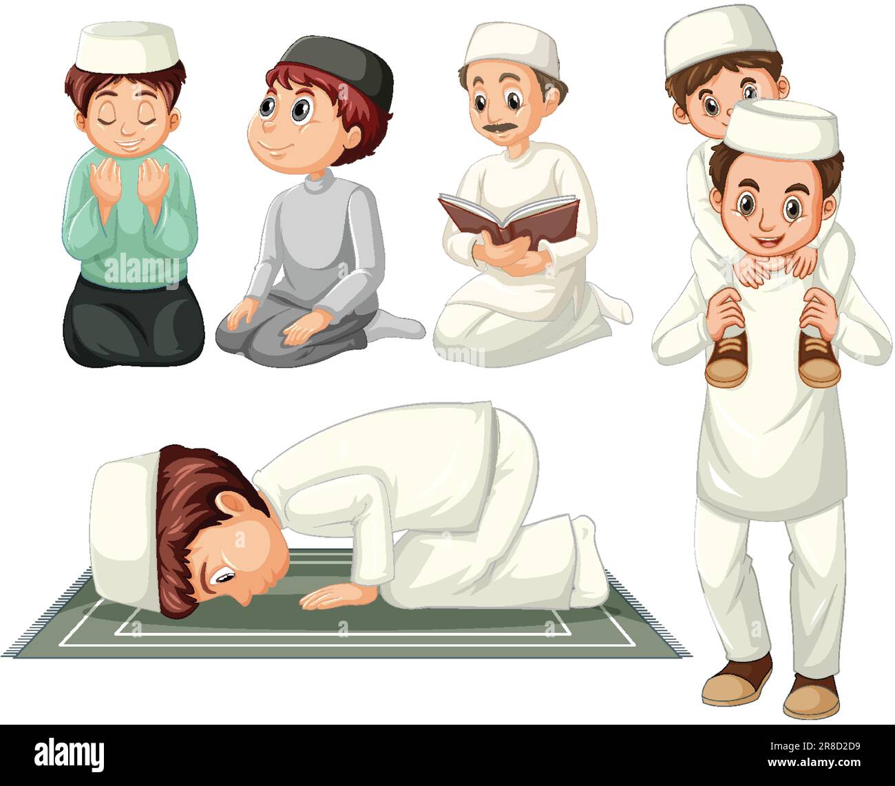 Set of muslim people cartoon character illustration Stock Vector Image ...