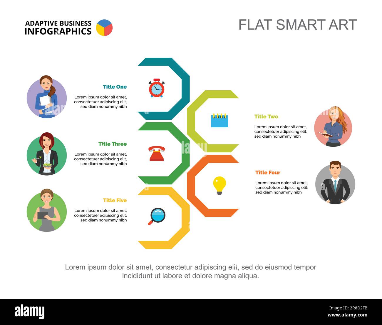 Five Employees Workflow Slide Template Stock Vector Image & Art - Alamy