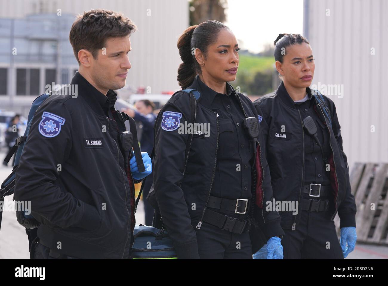 9-1-1: LONE STAR, (aka 911: LONE STAR), from left: Ronen Rubinstein, Gina Torres, Brianna Baker ...