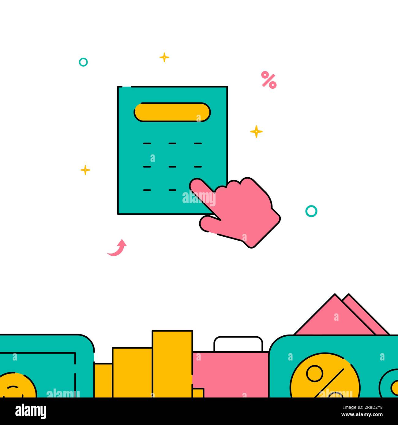 Budget calculator finger filled line vector icon, simple illustration ...
