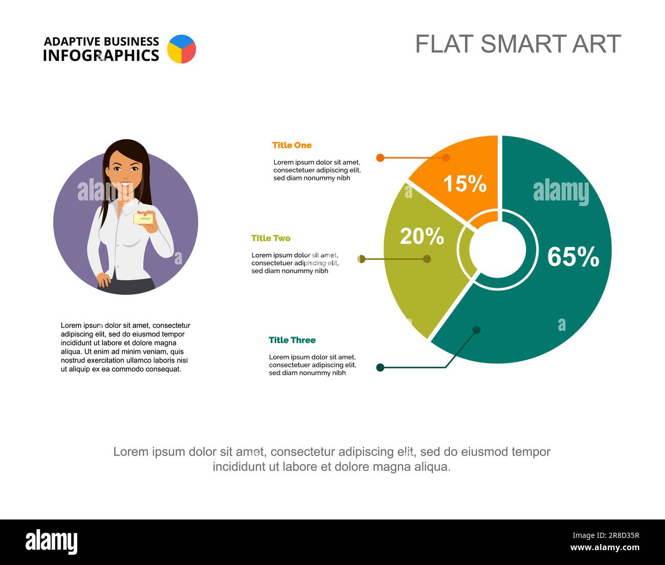 Three Options Pie Chart Slide Template Stock Vector Image & Art - Alamy