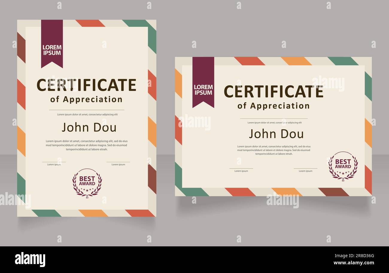 Professional Achievements Certificates Design Template Set Stock Vector