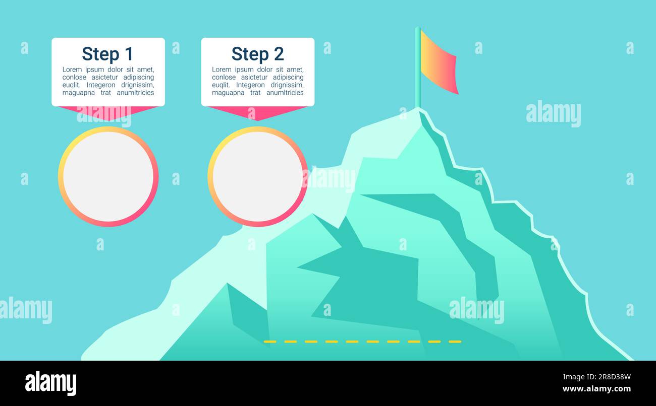 Mountain peak with flying flag infographic chart design element set ...
