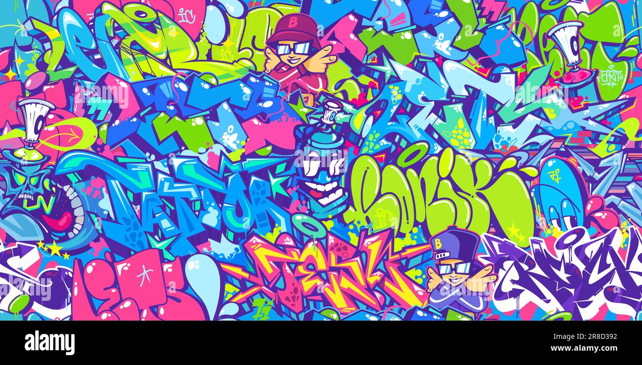 Seamless Colorful Modern Abstract Urban Style Hiphop Graffiti Street ...