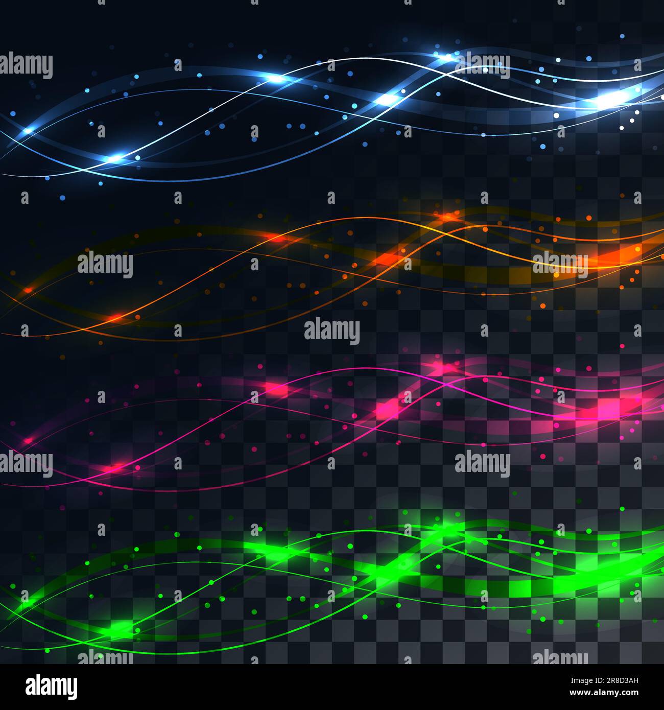 Set of multicolored abstract lines of energy magical electric magic ...