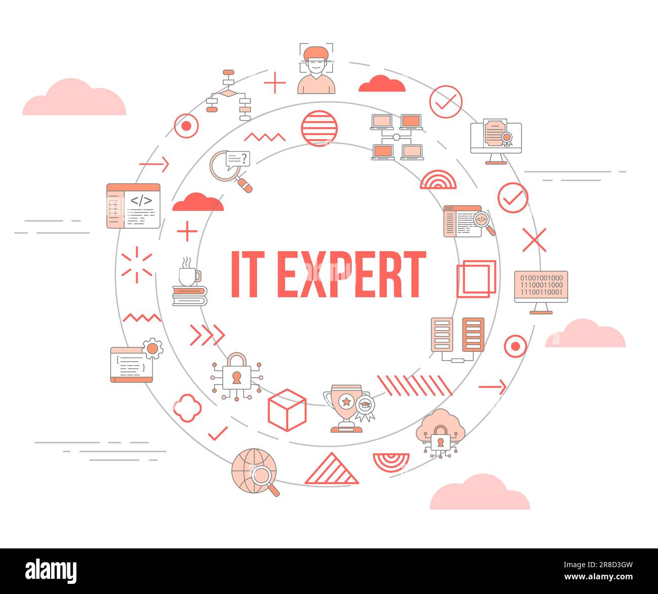 it expert concept with icon set template banner and circle round shape ...