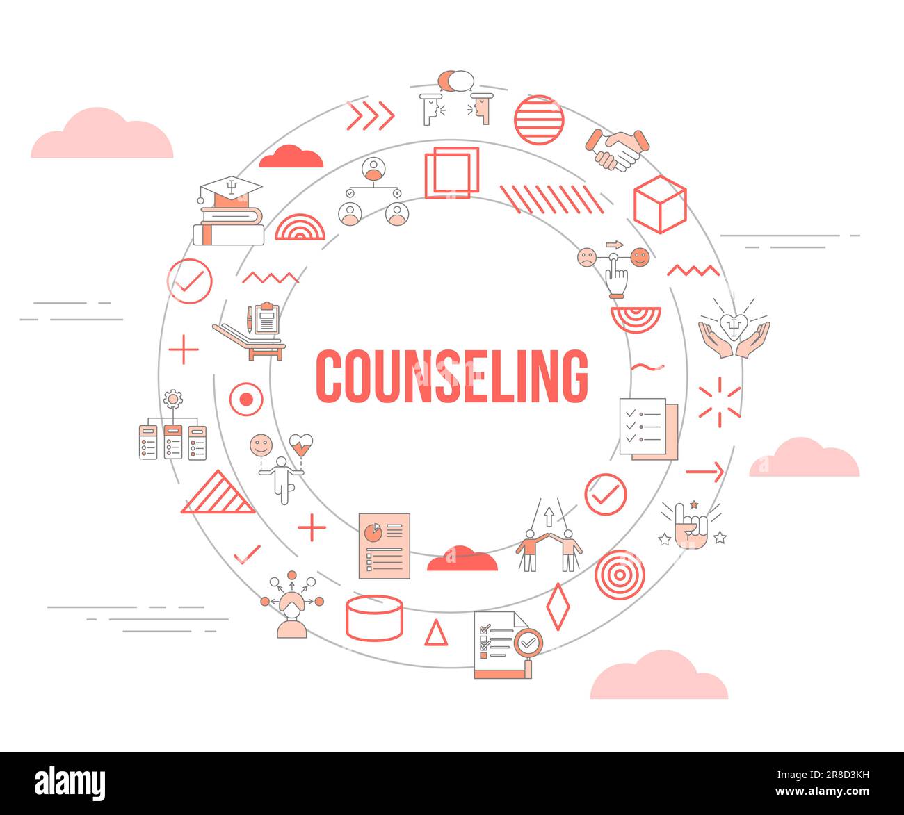 counseling concept with icon set template banner and circle round shape ...