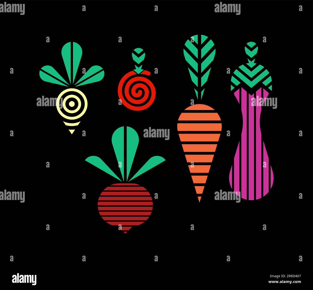 Vegetables set geometric symbol. Vegetable sign. Vector illustration ...