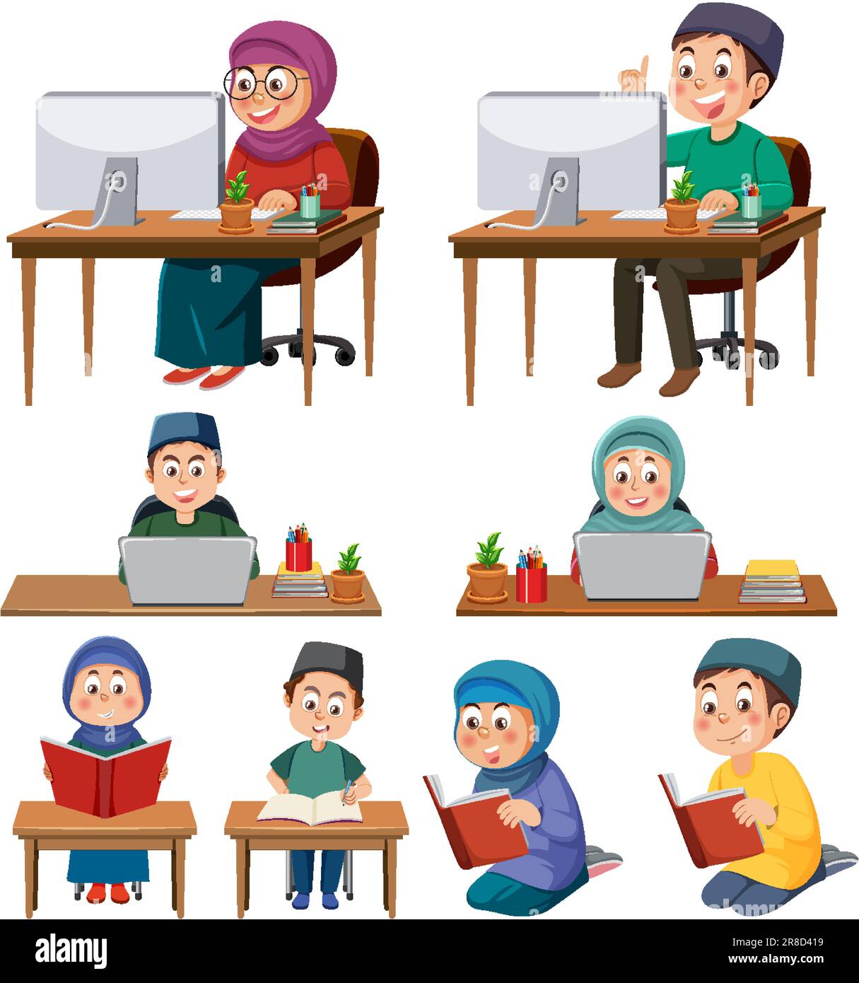 Muslim cartoon characters vector illustration Stock Vector Image & Art ...