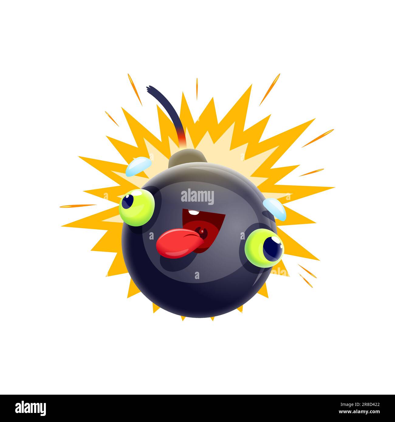 Cartoon Crazy Exploding Bomb Character With Wick Or Fuse Explosive Weapon Personage Dynamite