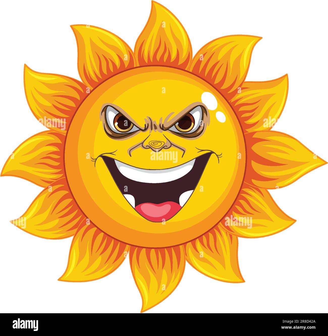 Evil facial expression sunflower cartoon character illustration Stock ...