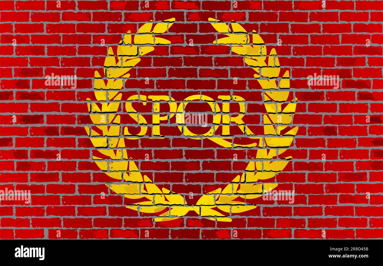 Shiny flag of the Roman Empire on a brick wall - Illustration ...
