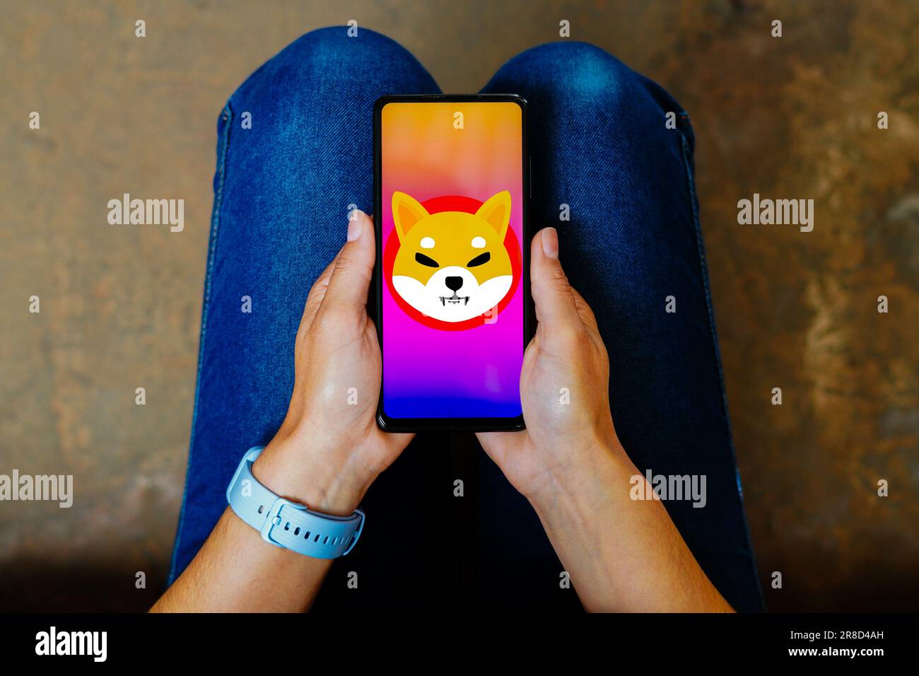 In this photo illustration, the Shiba Inu logo is displayed on a ...