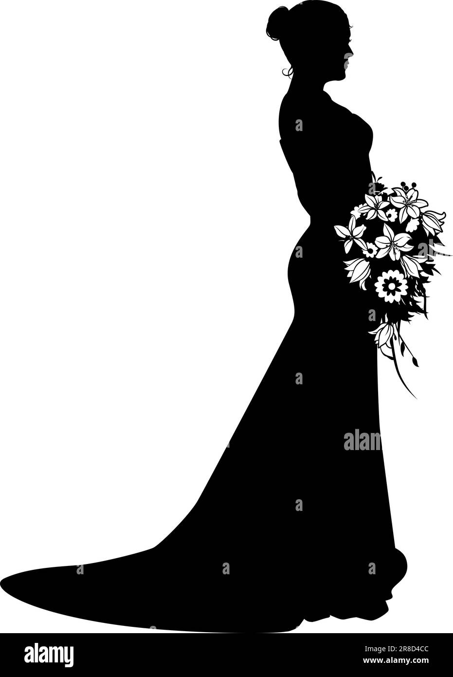 Bride Bridal Wedding Dress Silhouette Woman Design Stock Vector Image ...
