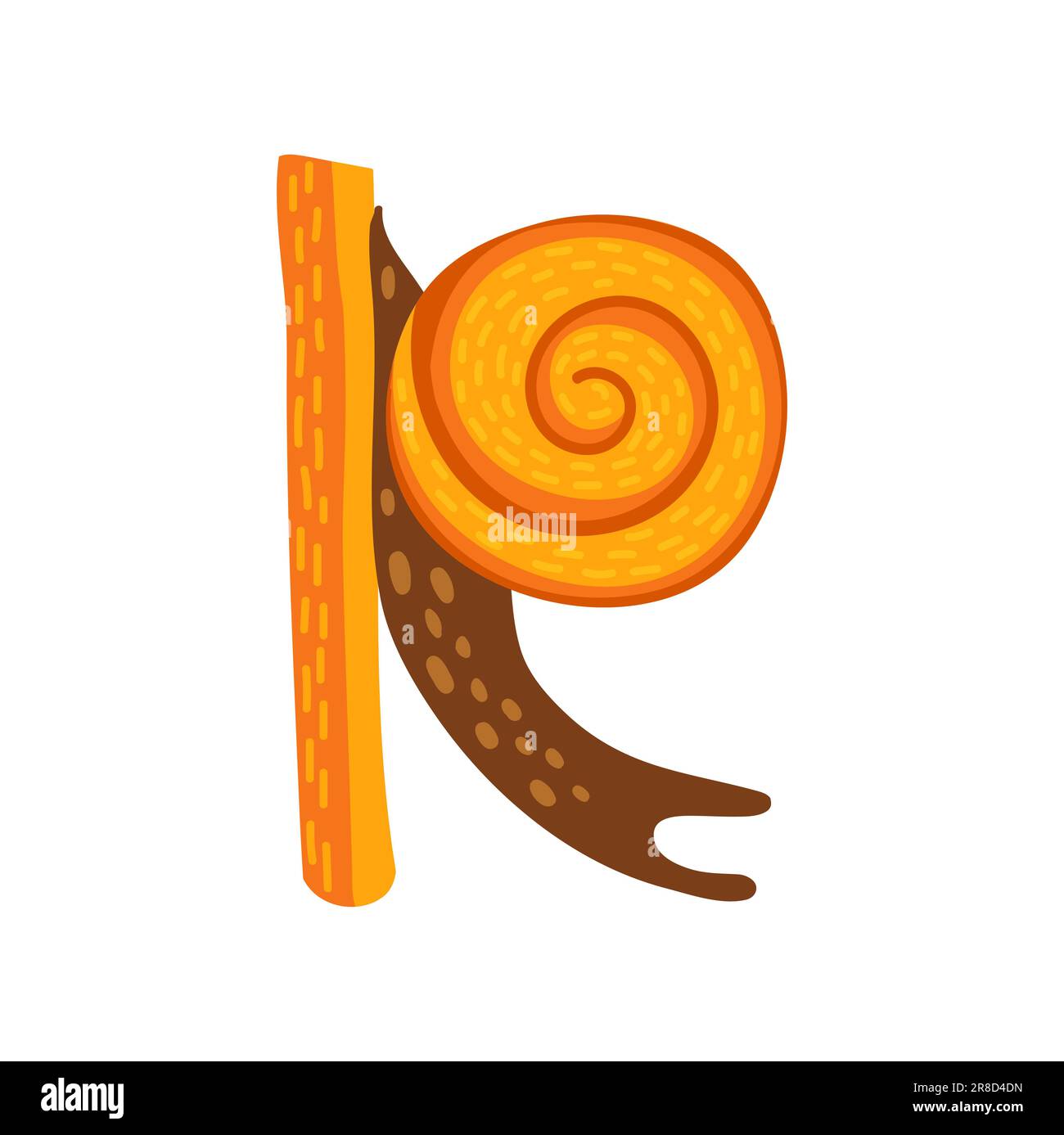 Uppercase capital R letter of autumn fall ABC in shape of snail. Vector ...