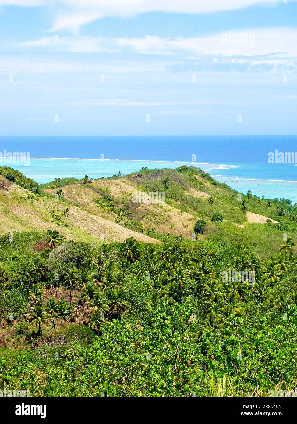 Landscape of Aitutaki, cook Islands, view from Maunga Pu hill Stock ...