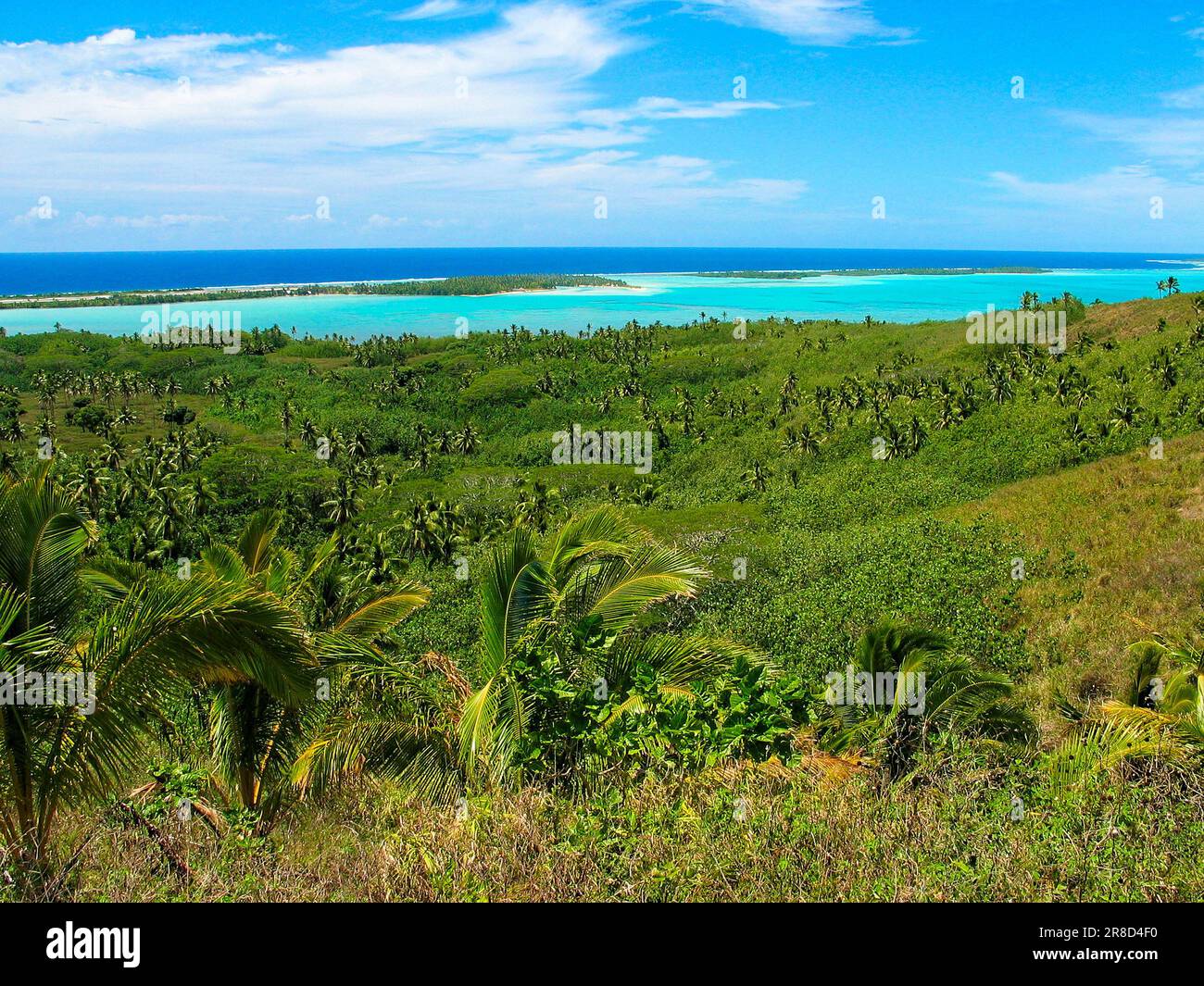 Landscape of Aitutaki, cook Islands, view from Maunga Pu hill Stock ...