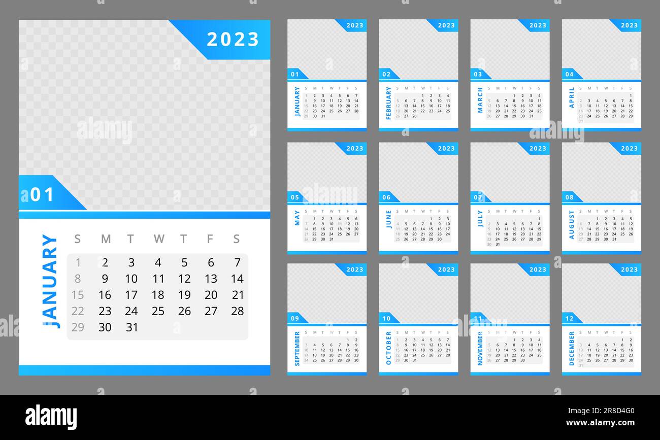 Technological in industry blue gradient wall calendar design template ...