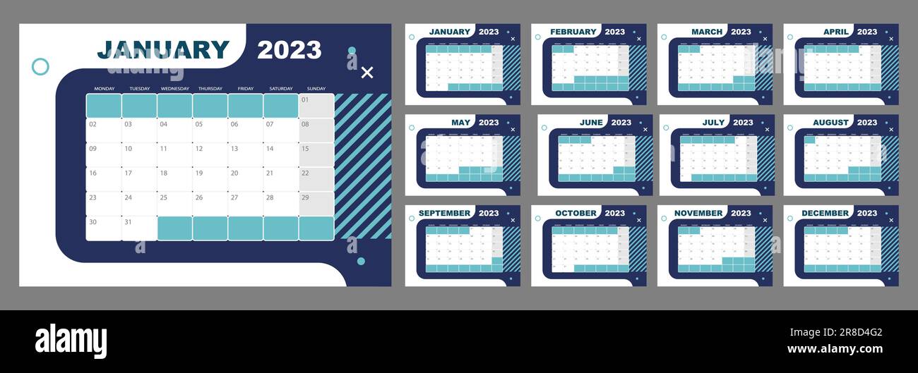 Digital technology desk calendar design template for 2023 year Stock ...