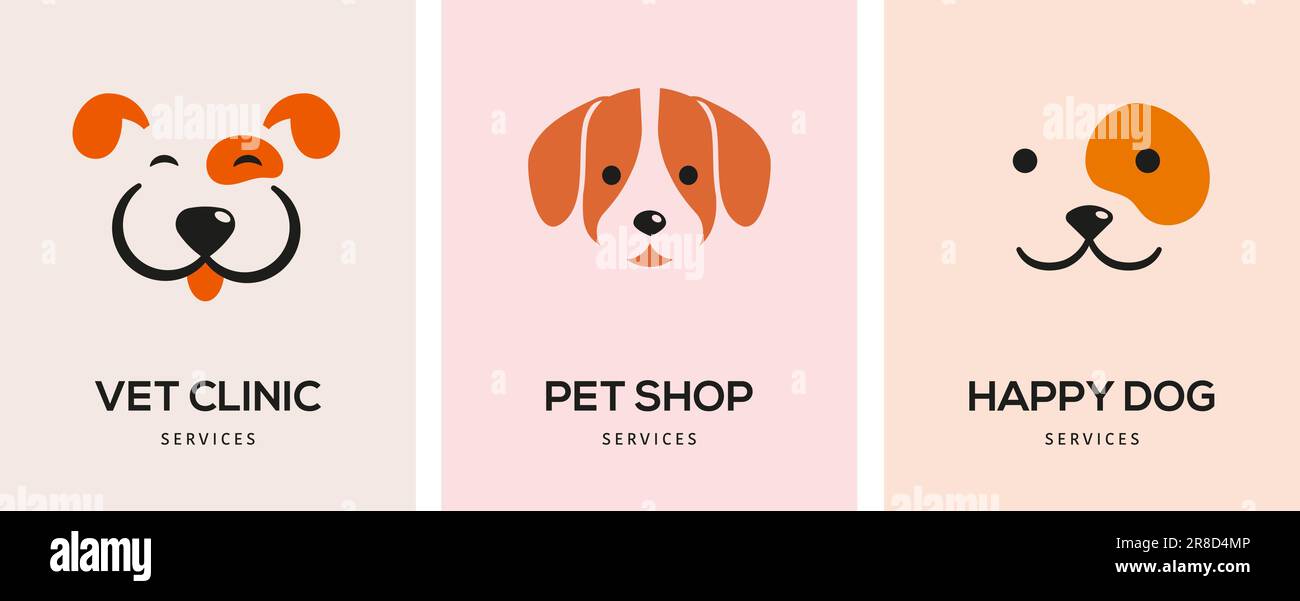 Modern style pets logos, icons. Dog, cat illustrations and symbols ...