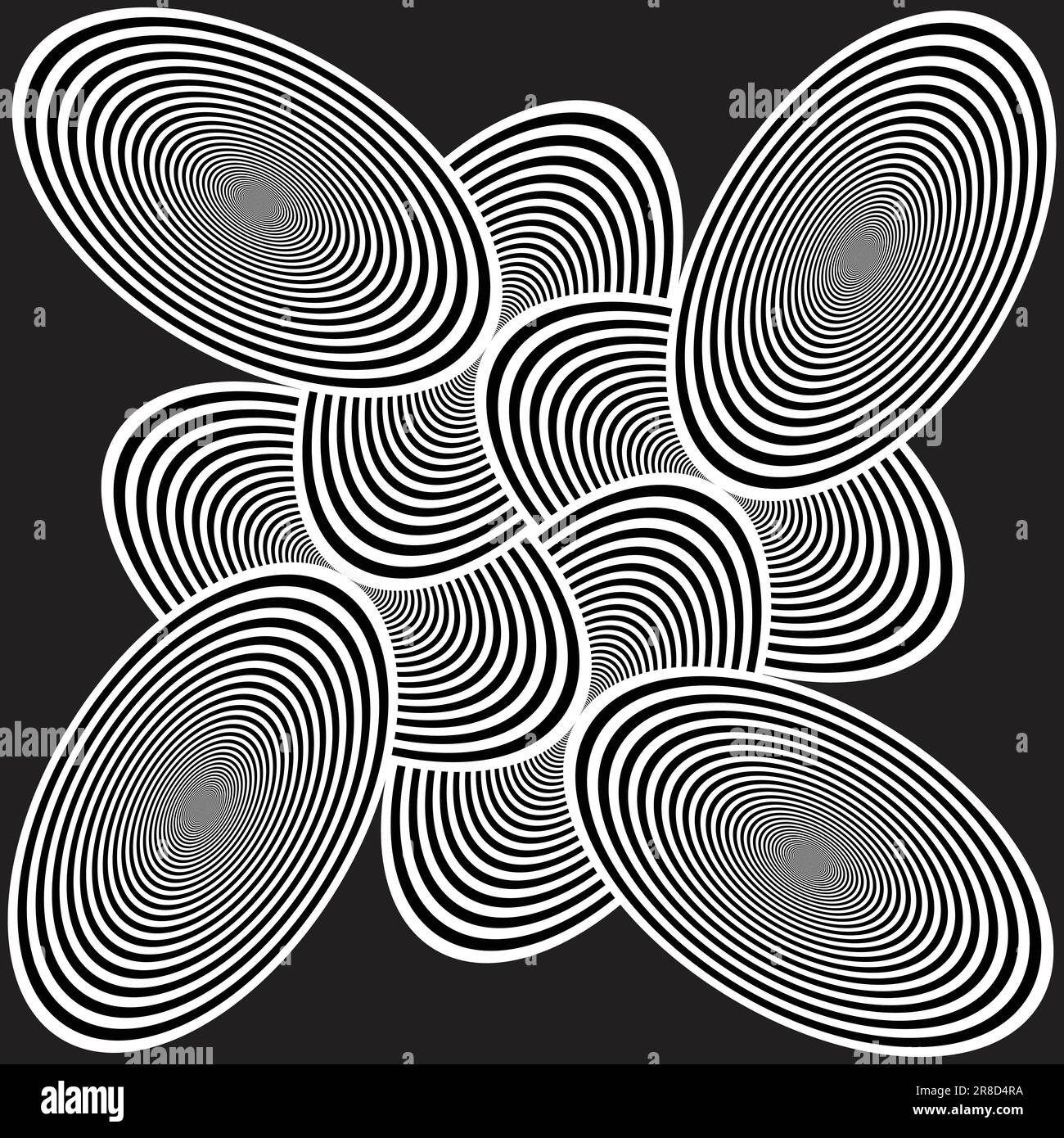 Abstract pattern background with black and white wavy lines circles and ...