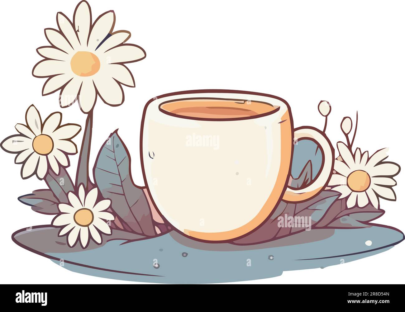 Cup saucer chamomile tea Stock Vector Images - Alamy