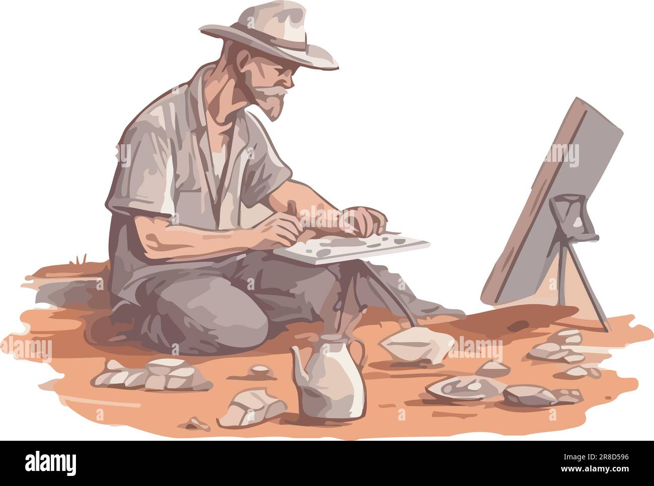 An adult artist sitting, drawing character Stock Vector Image & Art - Alamy