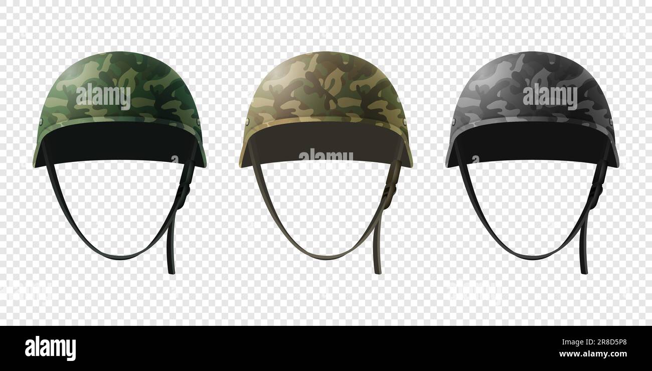 Vector 3d Realistic Military Helmet Icon Set Closeup Isolated. Helmet ...