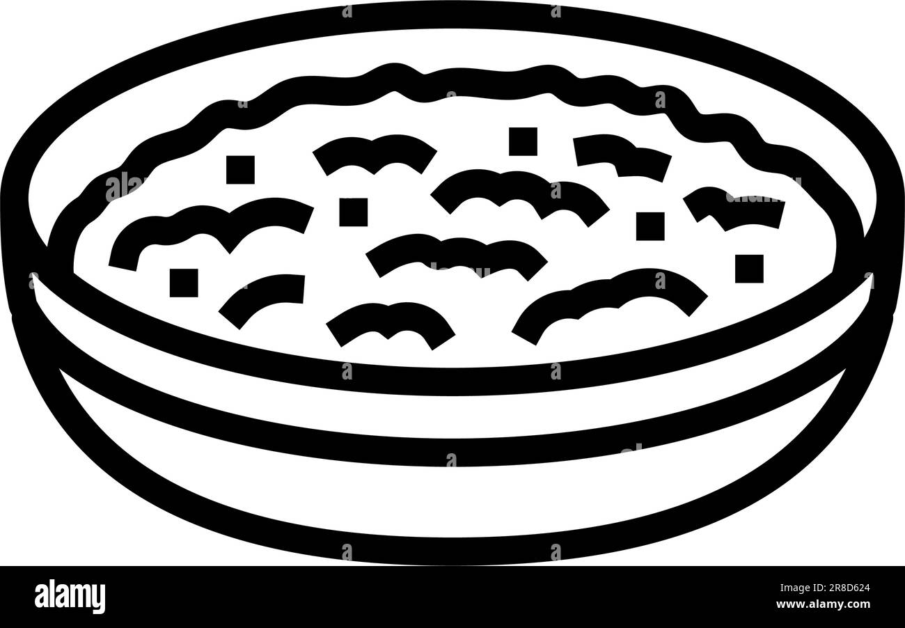 rice pudding bowl sweet food line icon vector illustration Stock Vector ...