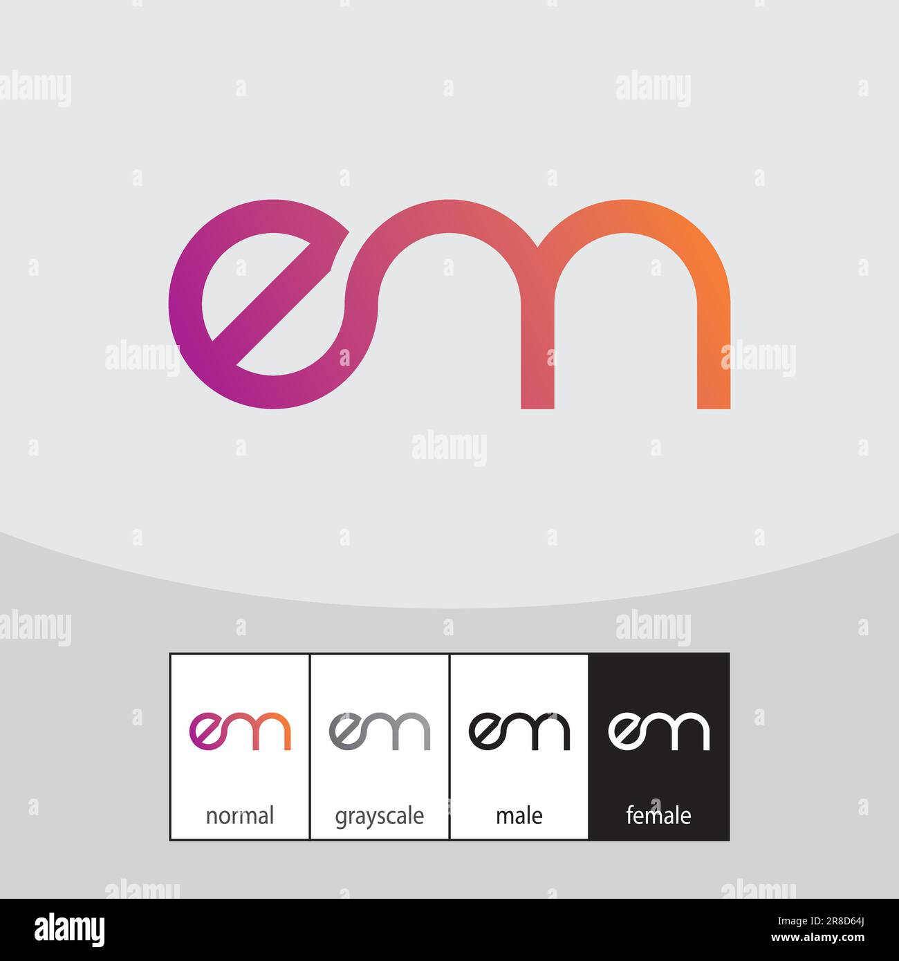 E and M Letter Logo. Purple Gradient - Vector Stock Vector Image & Art ...