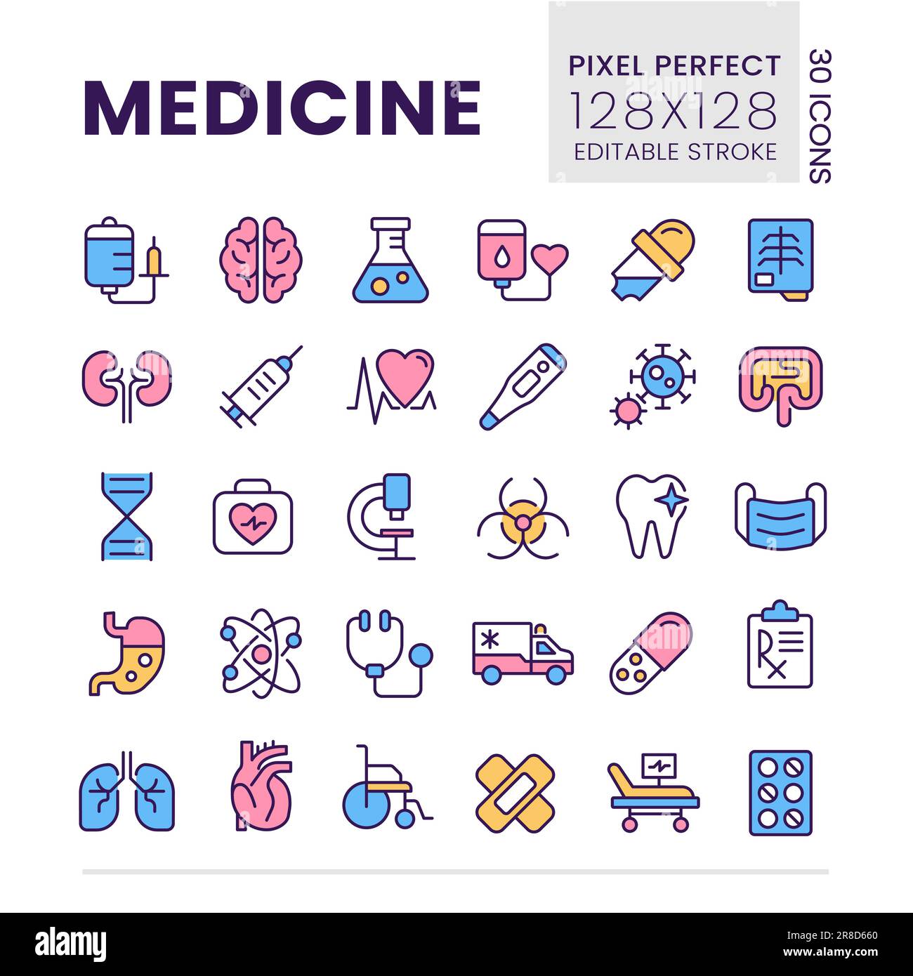 Medicine pixel perfect RGB color icons set Stock Vector Image & Art - Alamy