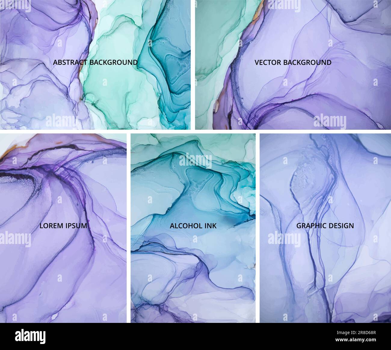 Set luxury abstract alcohol ink marble texture. Modern fluid art ...