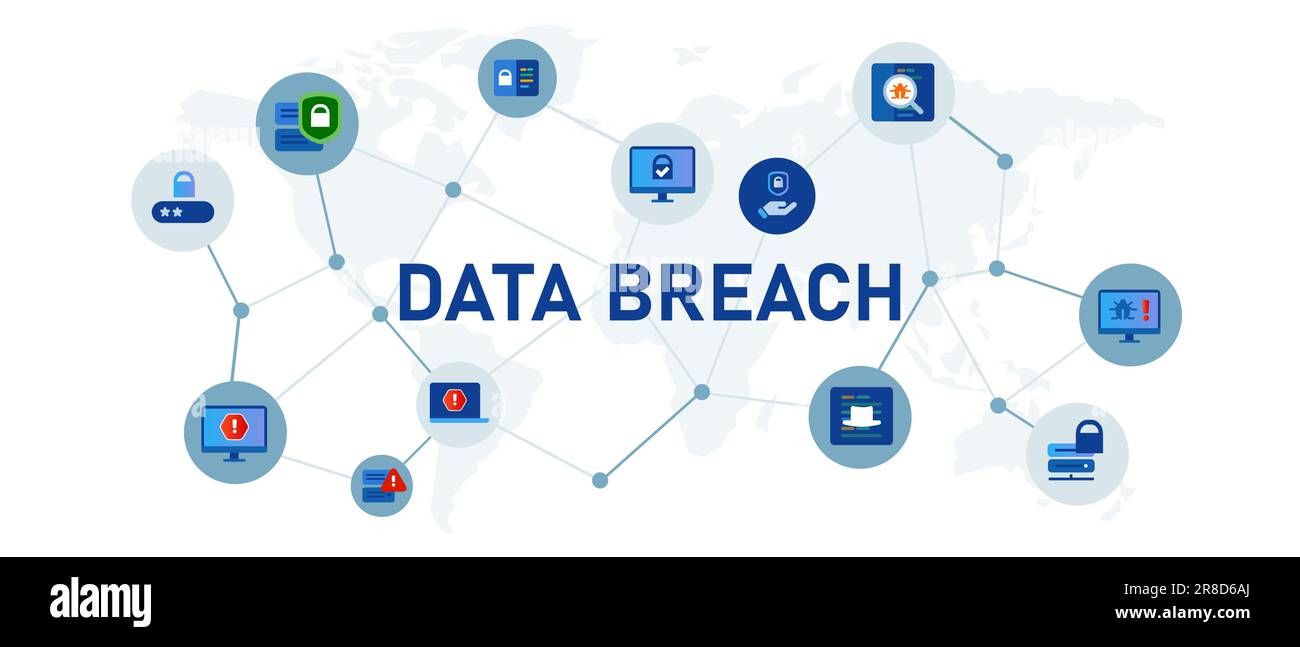 Data breach interconnected icon symbol concept of internet data ...
