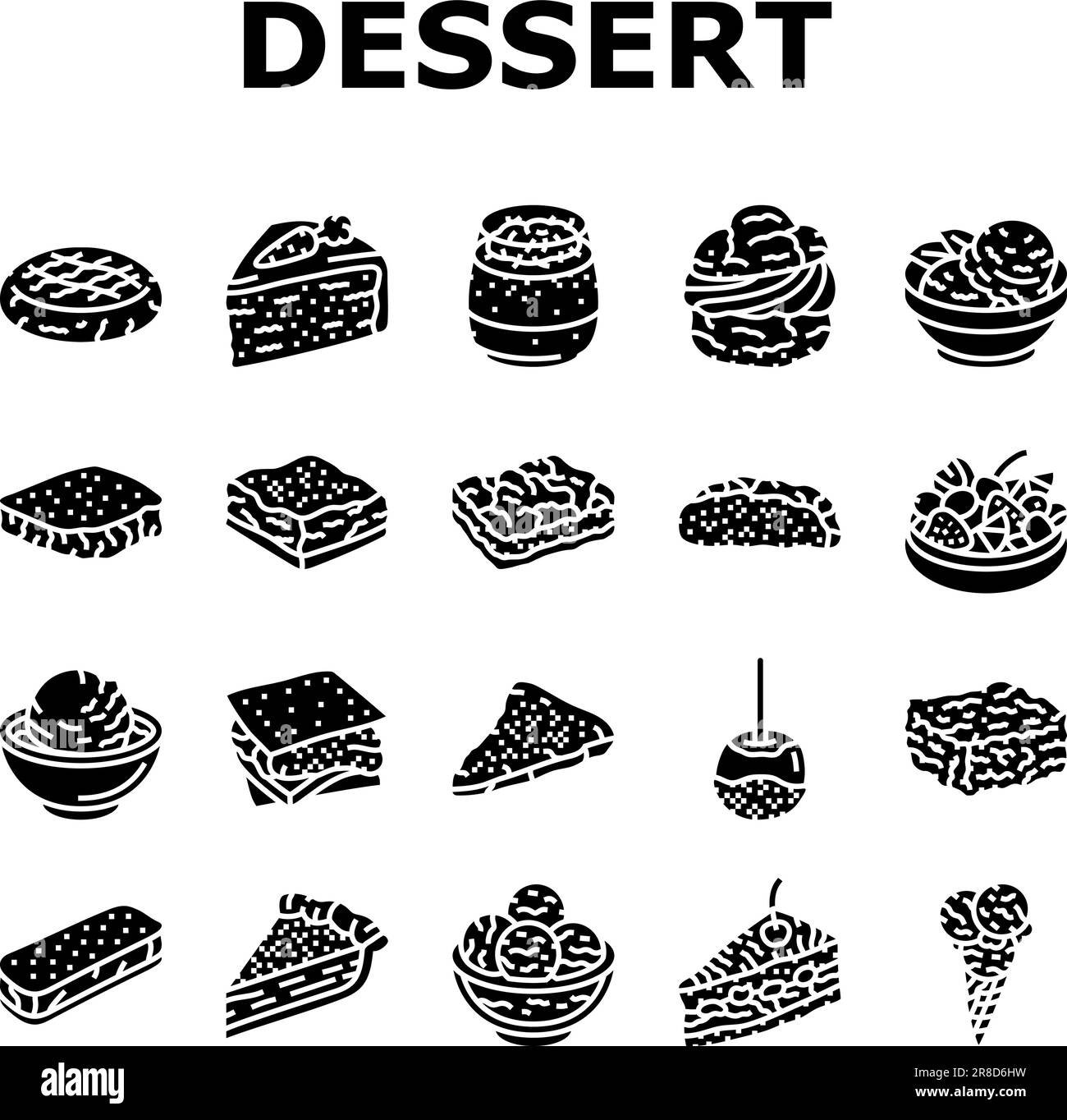 food dessert snack menu icons set vector Stock Vector Image & Art - Alamy