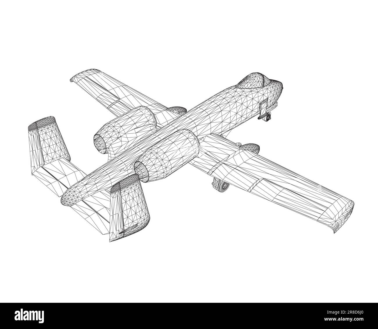 Wireframe Combat aircraft in isolate on a white background. Modern ...