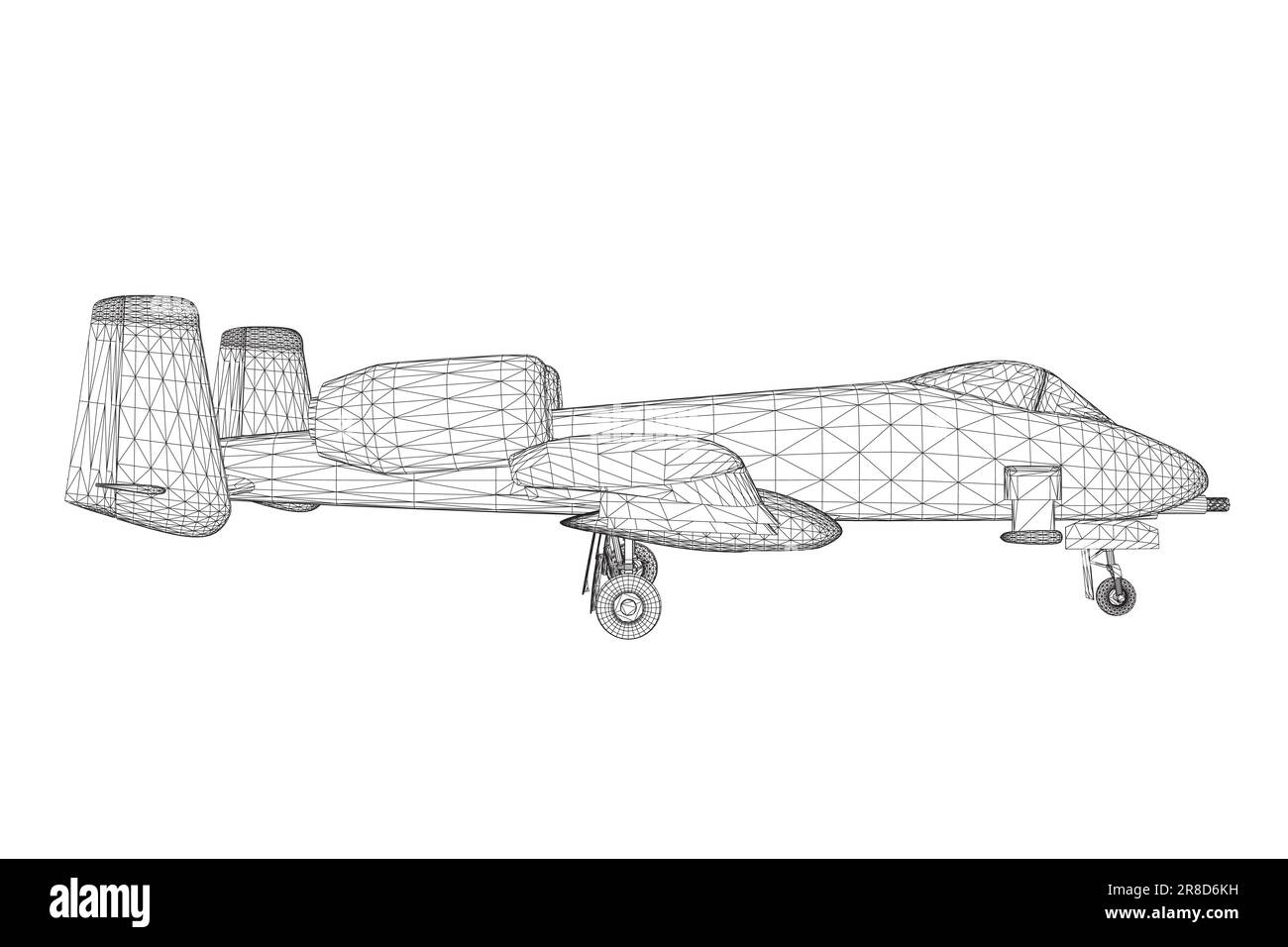 Wireframe Combat aircraft in isolate on a white background. Modern ...