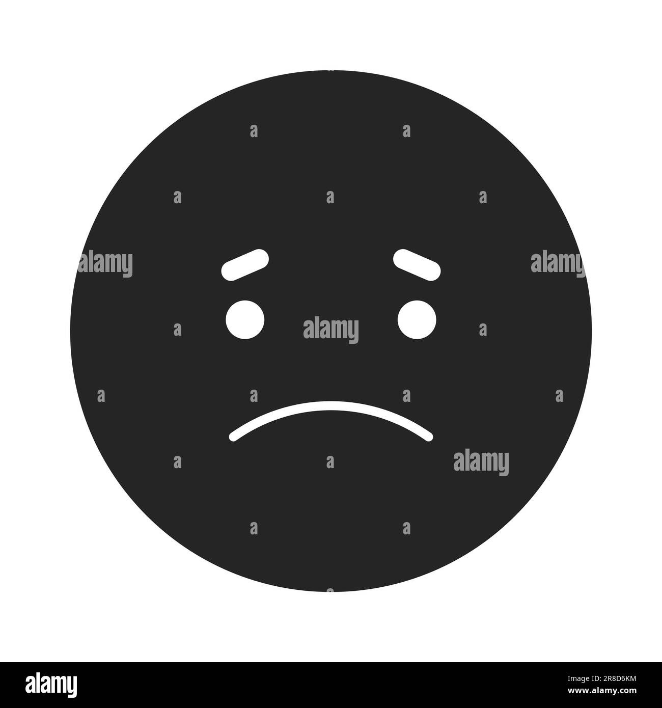Dark mode sad emoticon flat monochrome isolated vector icon Stock ...