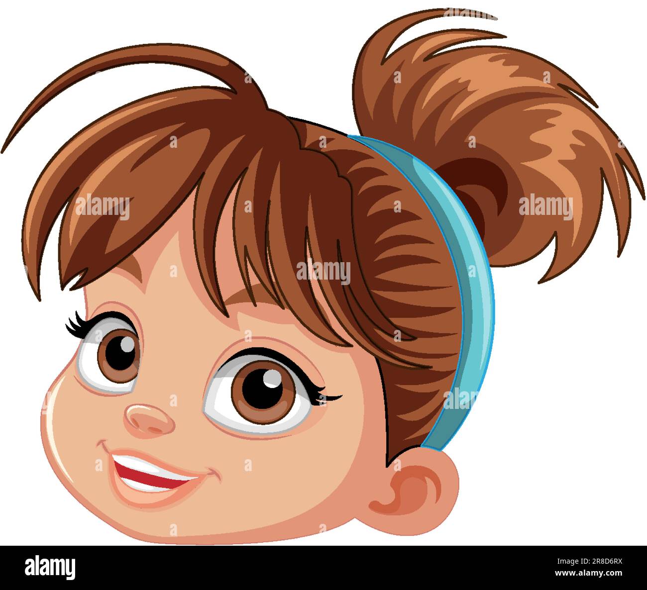 Girl with brown hair cartoon face illustration Stock Vector Image & Art ...