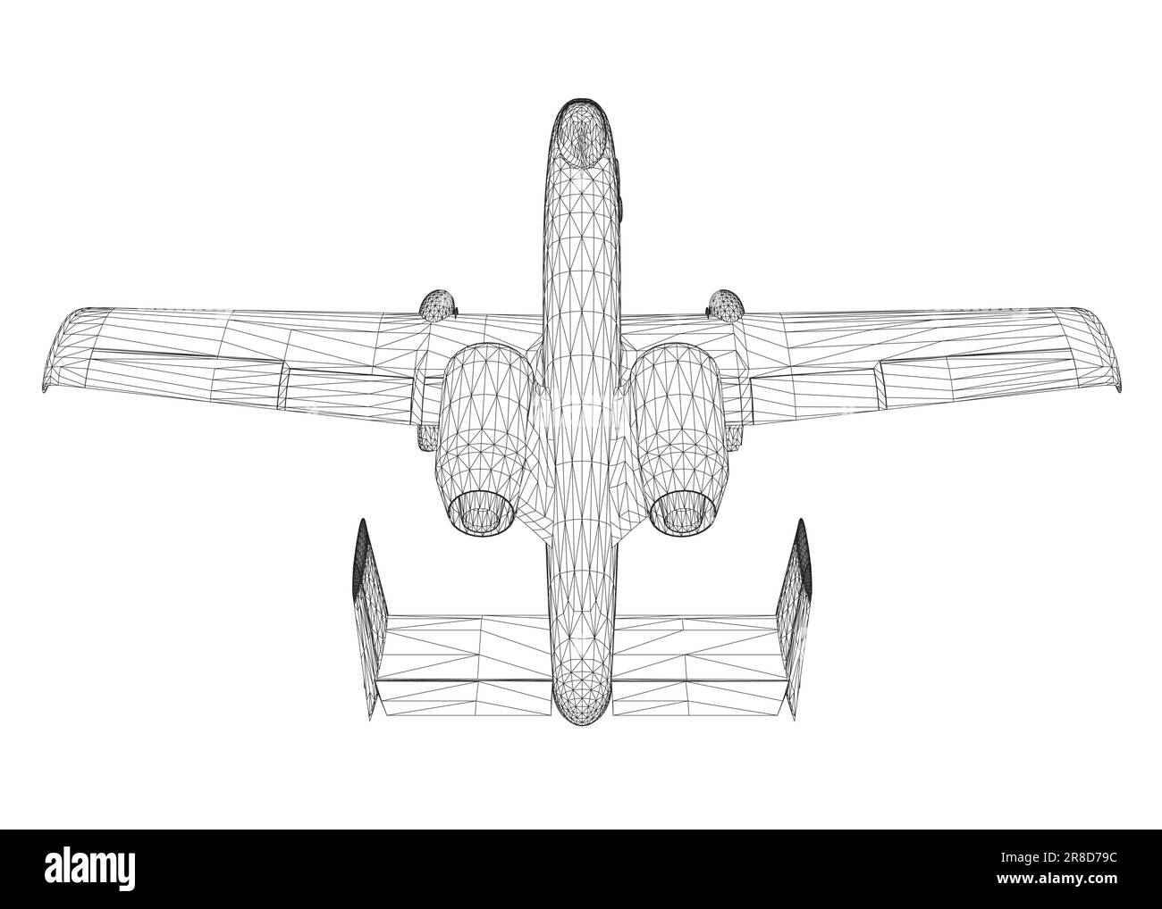 Wireframe Combat aircraft in isolate on a white background. Modern ...