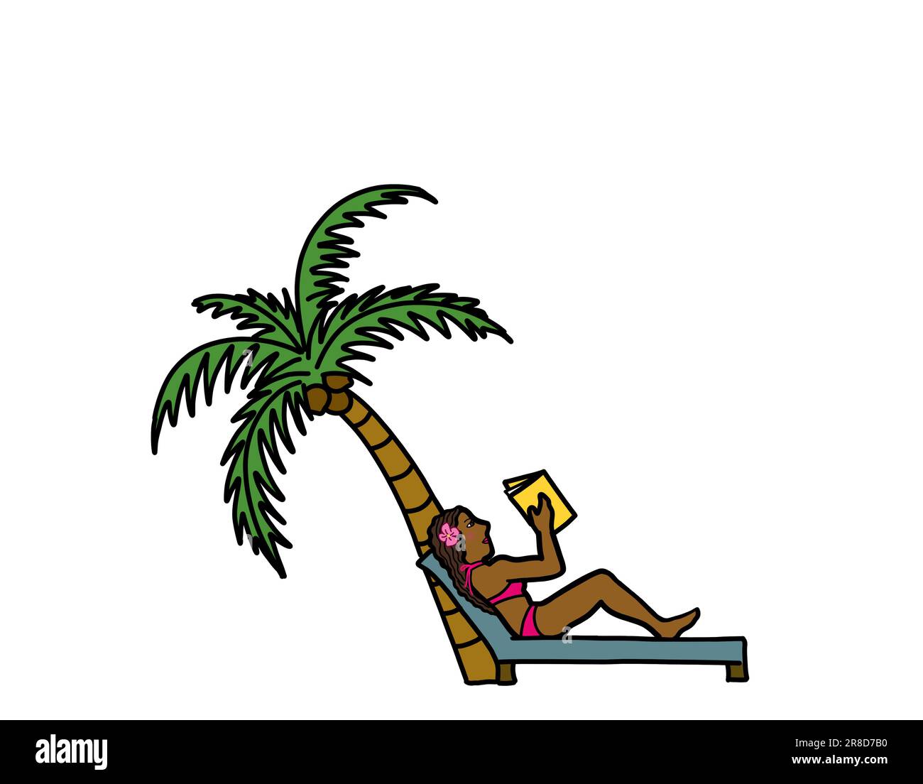 A holiday vacation and relaxation in tropical beach concept. A young ...