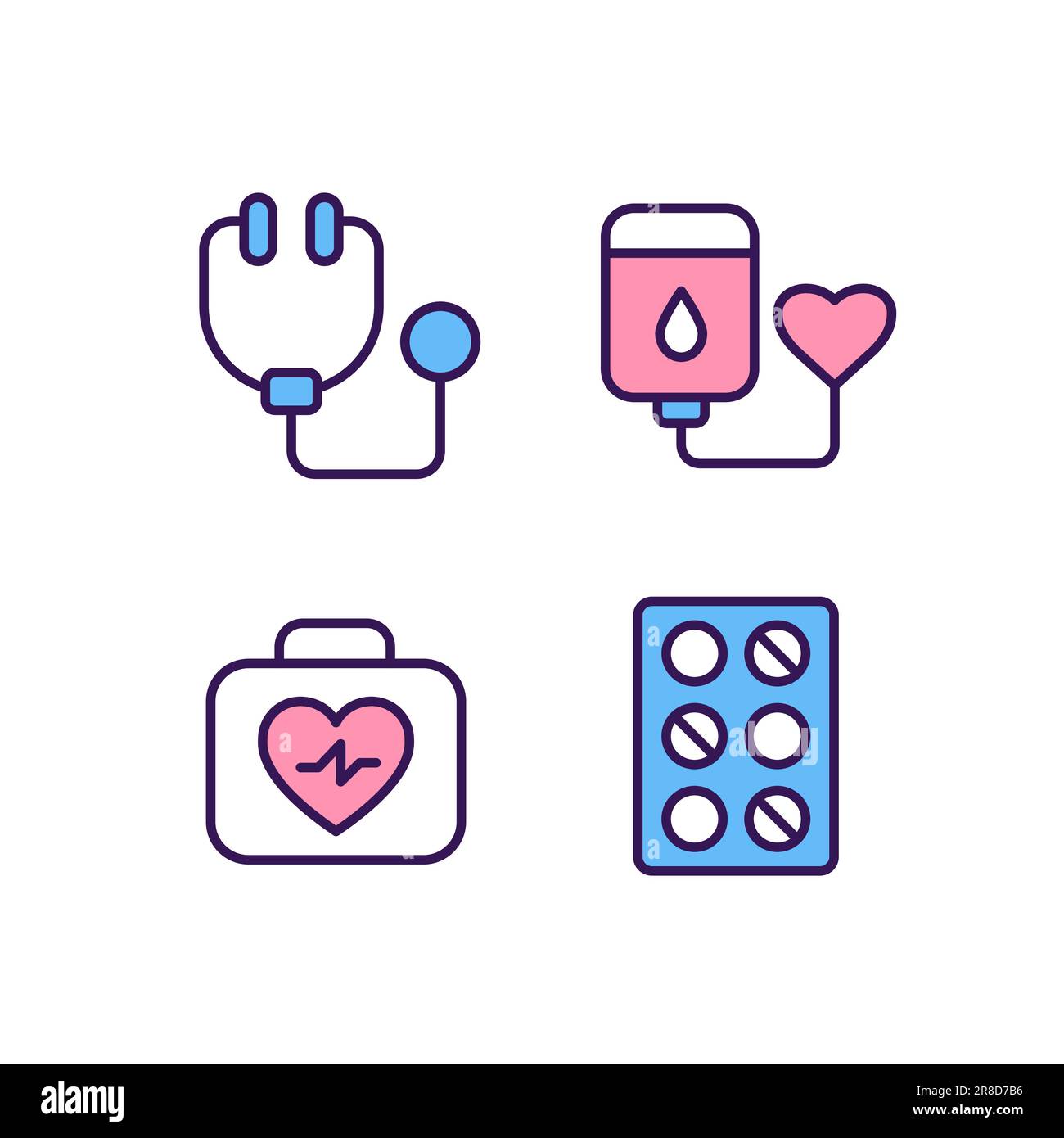 Hospital treatment pixel perfect RGB color icons set Stock Vector Image ...