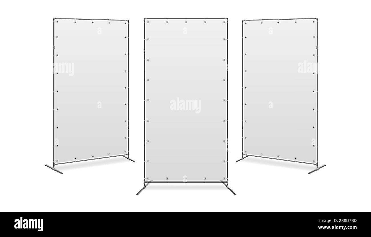Three Banner Stand Wall on White Background Vector Illustration Stock ...