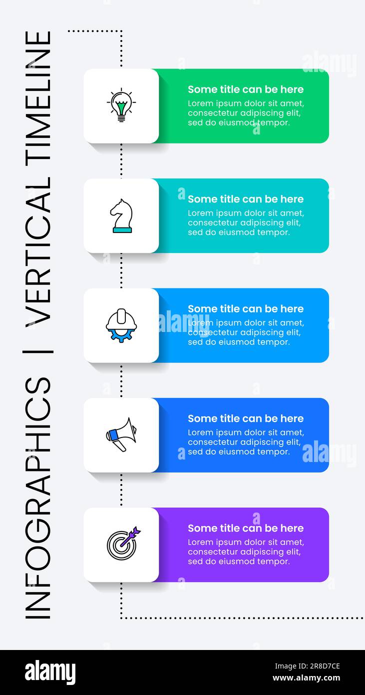 Infographic template with icons and 5 options or steps. Vertical timeline. Can be used for ...