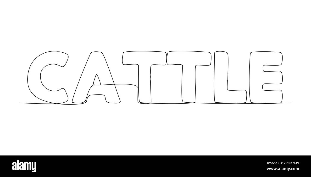 One continuous line of Cattle word. Thin Line Illustration vector ...