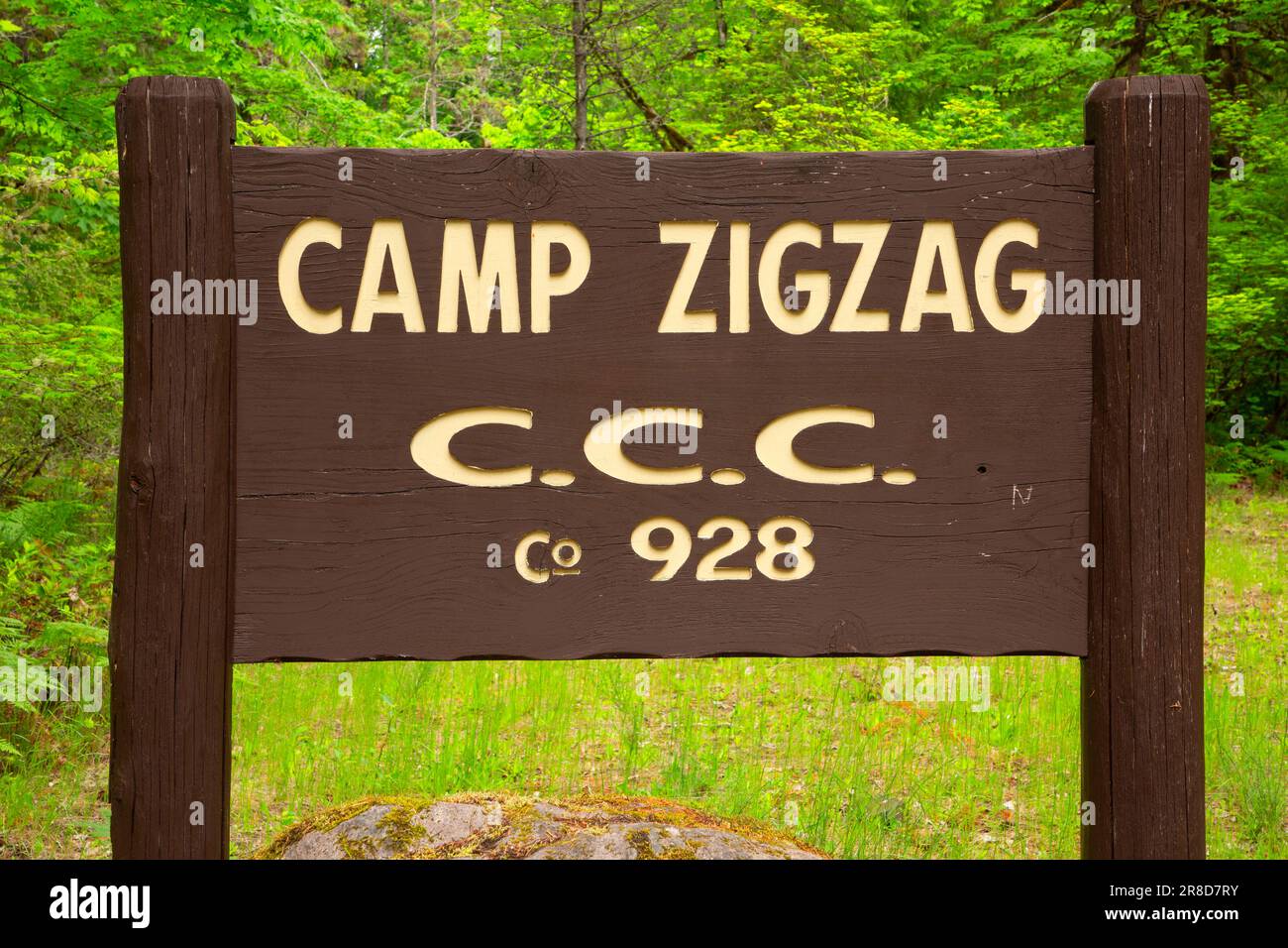 Camp Zigzag sign, Mt Hood National Forest, Oregon Stock Photo - Alamy