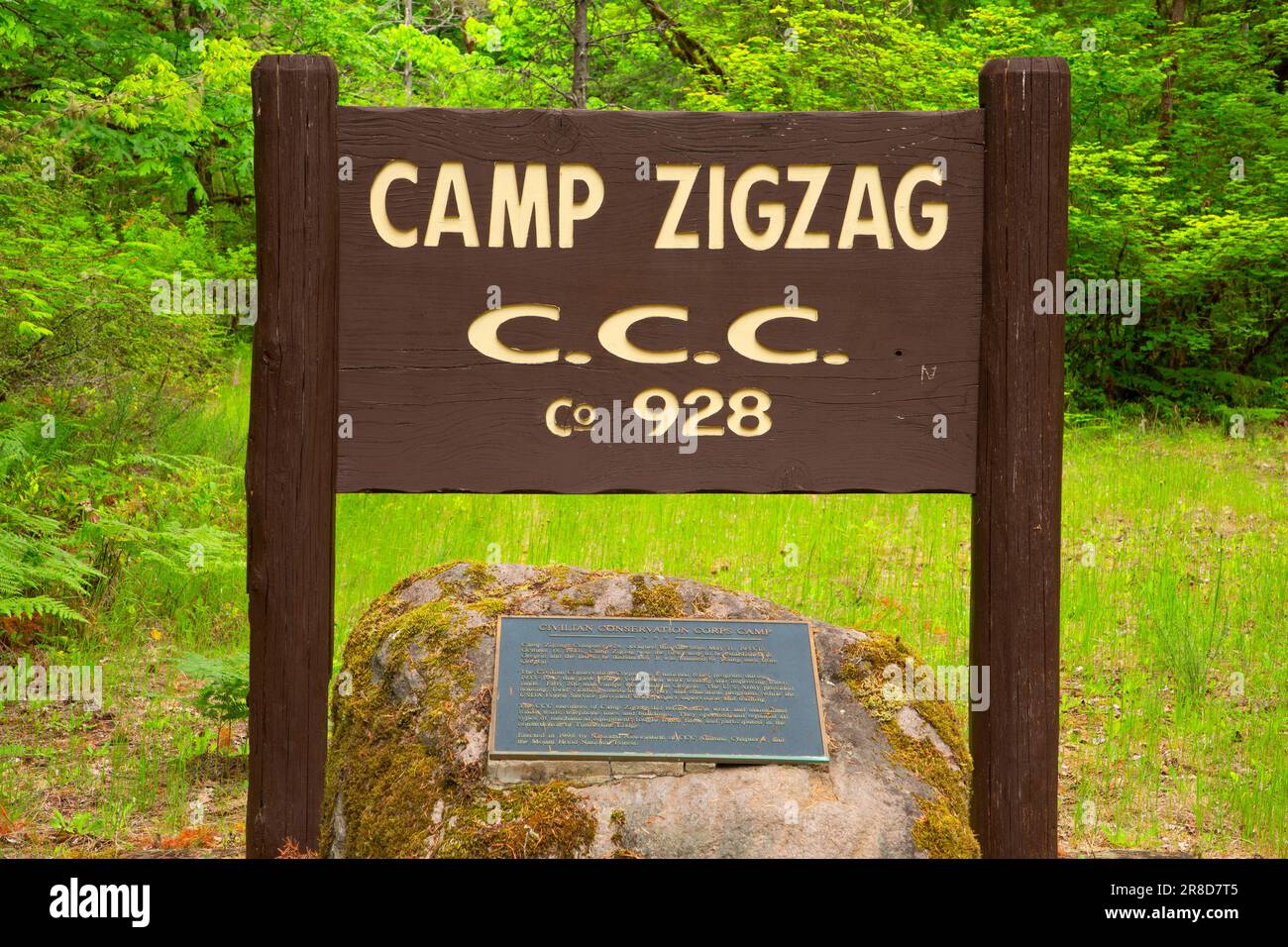 Camp Zigzag sign, Mt Hood National Forest, Oregon Stock Photo - Alamy