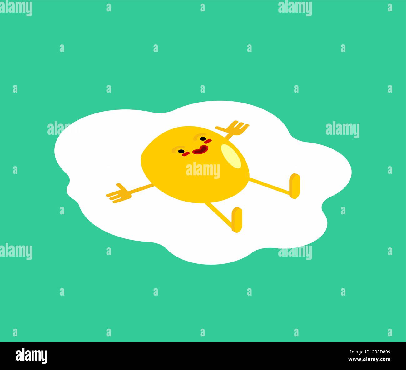 Cartoon fried egg. Scrambled eggs relaxes. Vector illustration Stock ...